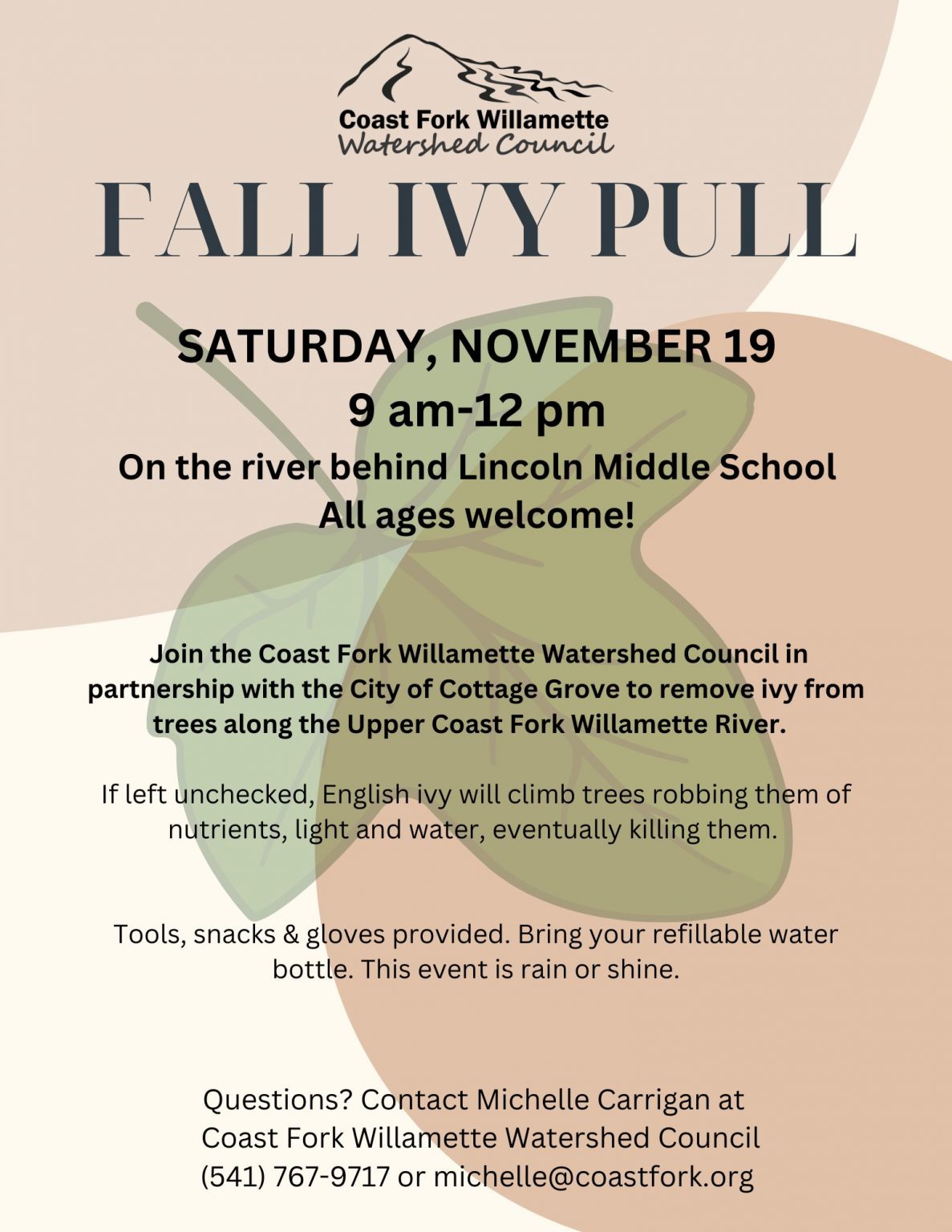 Fall Ivy Pull – Coast Fork Willamette Watershed Council